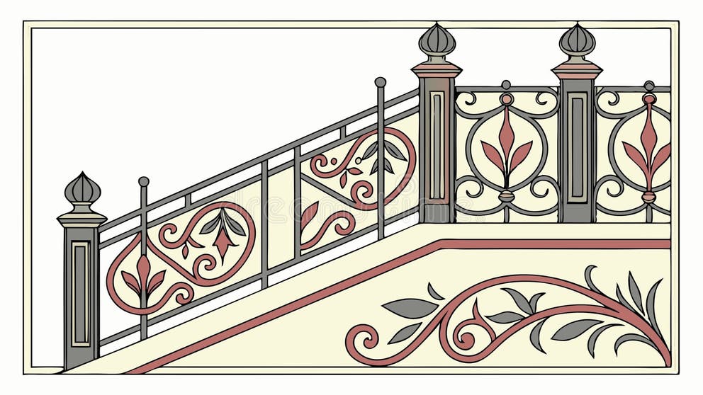 Ornate Classical Staircase Railing Design, Vector Design Generative AI ...