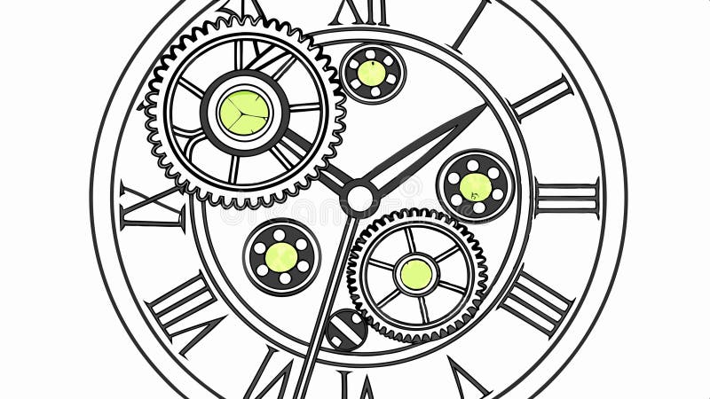 Ornate Clock Face with Gears and Floral Decorative Elements Vector ...