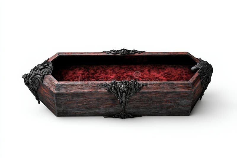 Ornate Coffin with Red Lining White Background Stock Illustration ...