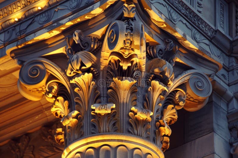 An Ornate Column Adorned with Decorative Lights To Create a Visually ...