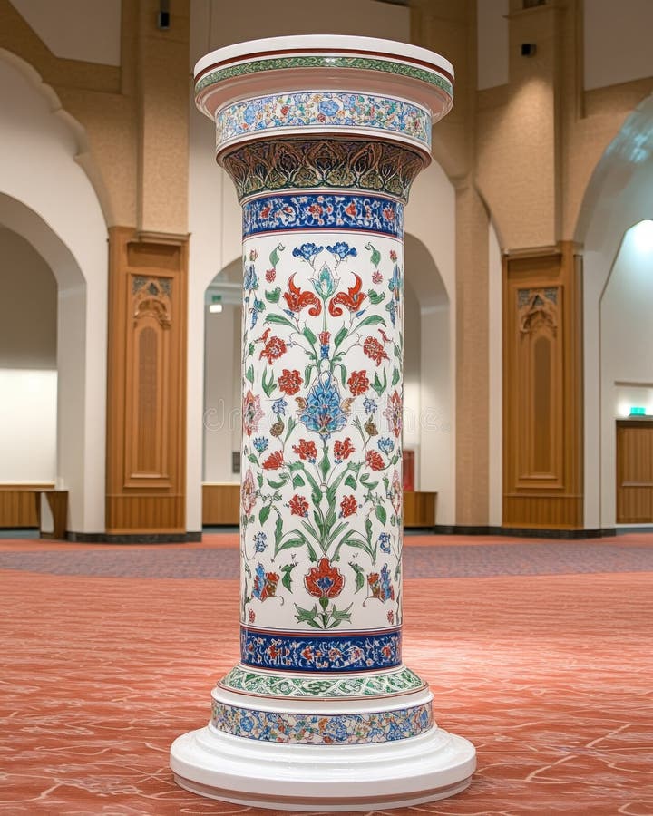 Ornate Column Stands in an Elegant Mosque Interior Setting Stock ...