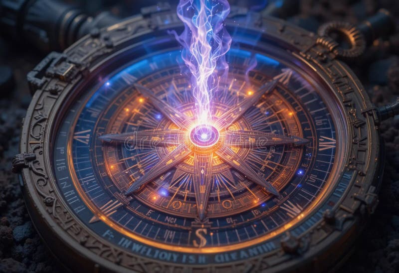 Mystical Compass: a Journey into the Unknown Stock Illustration ...