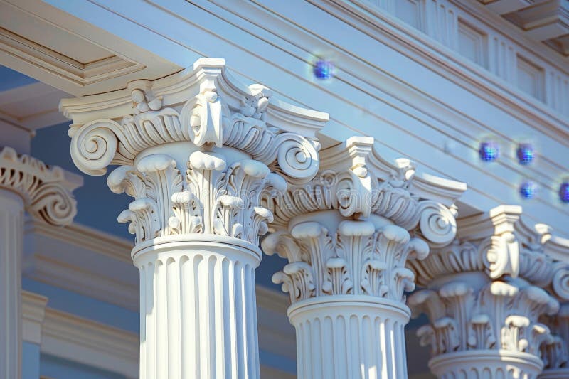 Ornate Corinthian and Doric Column Capitals on a Classic Building ...