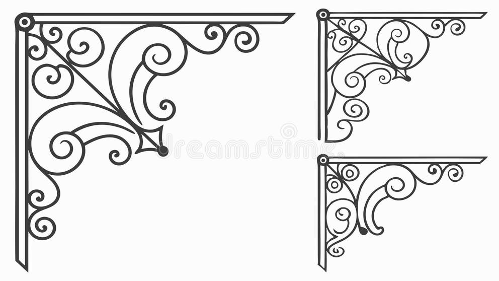 Ornate Corner Brackets, Architectural Decorative Elements, Vector ...
