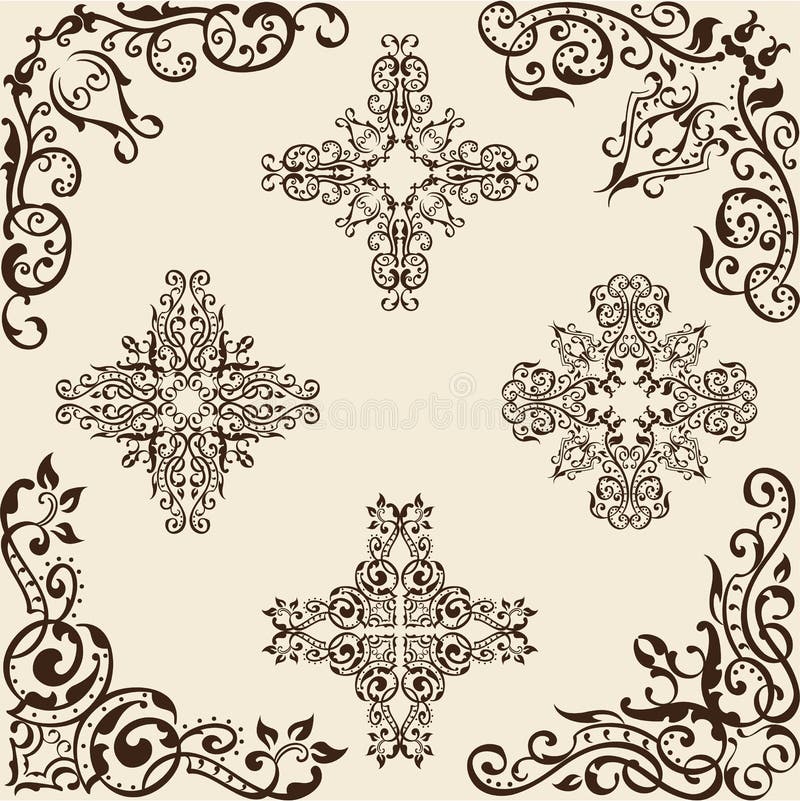 Ornate corner set stock illustration. Illustration of floral - 45041682