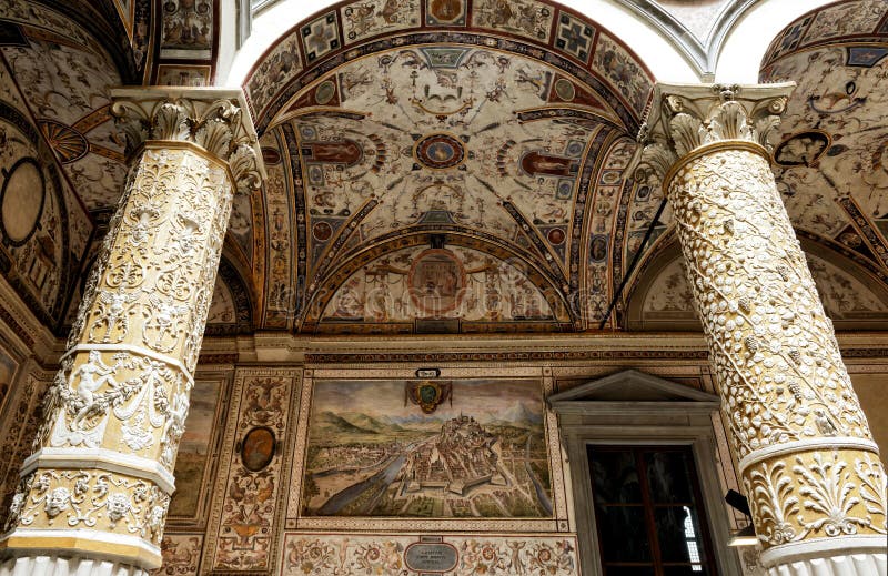 Ornate Courtyard in the Palazzo Vecchio in Florence Editorial Image ...