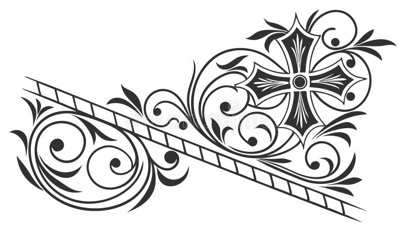Ornate Cross Corner: Decorative Religious Design Element, Vector Design ...