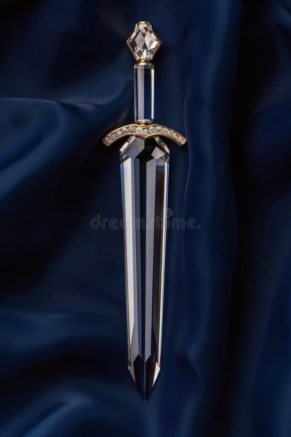 Ornate Crystal Dagger on Dark Blue Fabric Stock Illustration ...