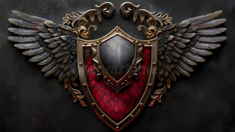 Ornate 3D Shield with Wings Illustration Stock Illustration ...