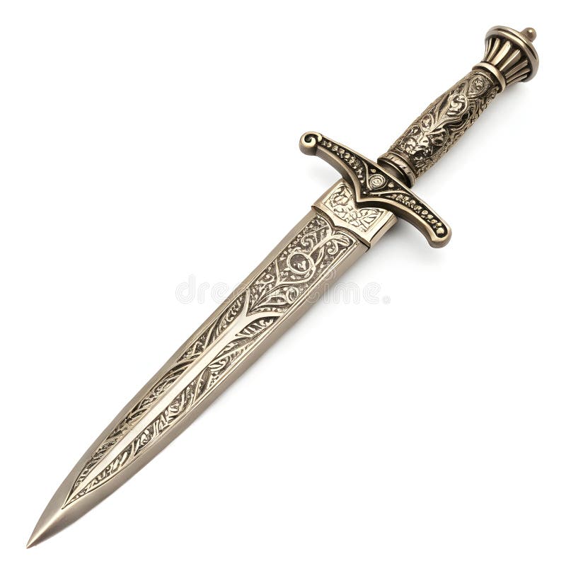 Ornate Dagger Isolated on White Stock Illustration - Illustration of ...