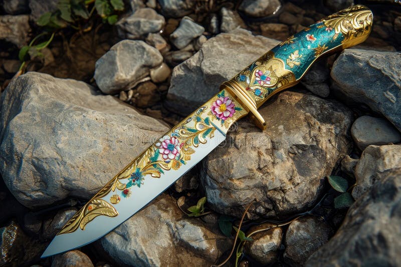 Ornate Dagger on Rocky Ground Stock Illustration - Illustration of ...