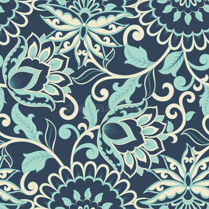 Ornate Damask Background. Vector Vintage Wallpaper Stock Vector - Illustration of vector ...