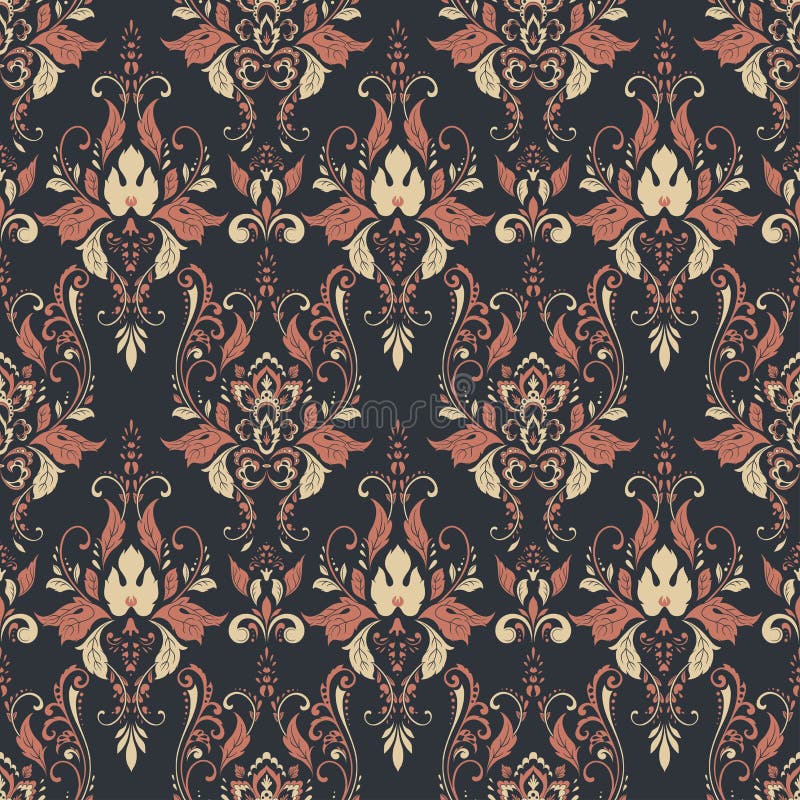 Ornate Damask Background. Vector Vintage Wallpaper. Stock Vector - Illustration of retro, decor ...
