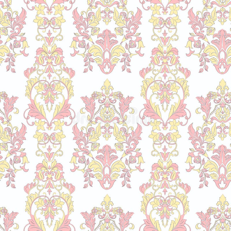 Ornate Damask Background. Vector Vintage Wallpaper Stock Vector - Illustration of nuptial ...