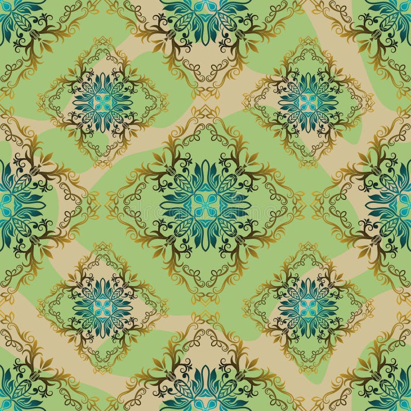 Ornate Damask Pattern. Vector Seamless Border in Victorian Style ...