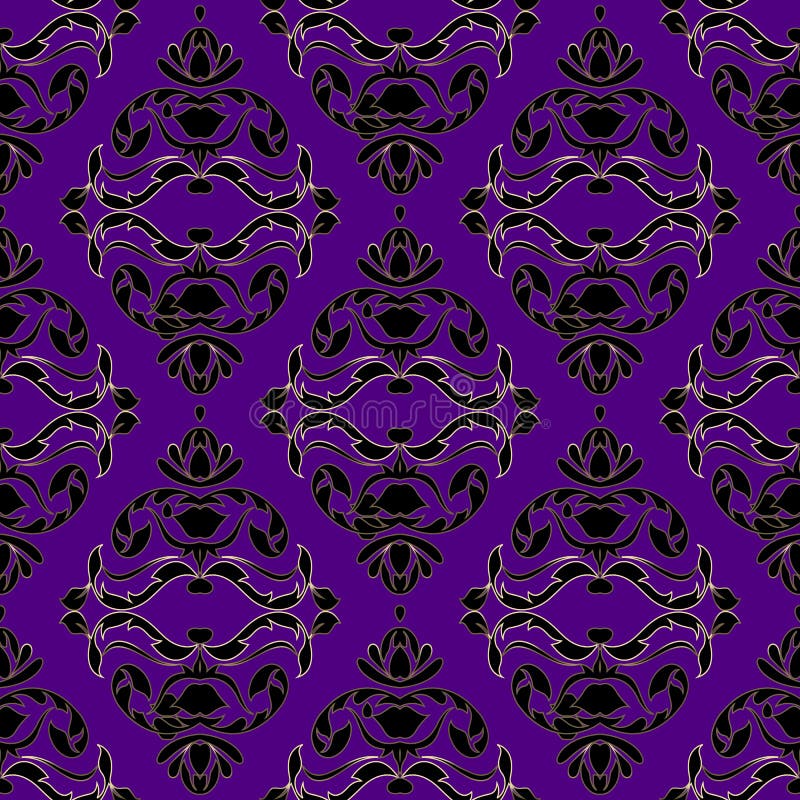 Ornate Damask Vector Seamless Pattern. Vintage Violet Background ...