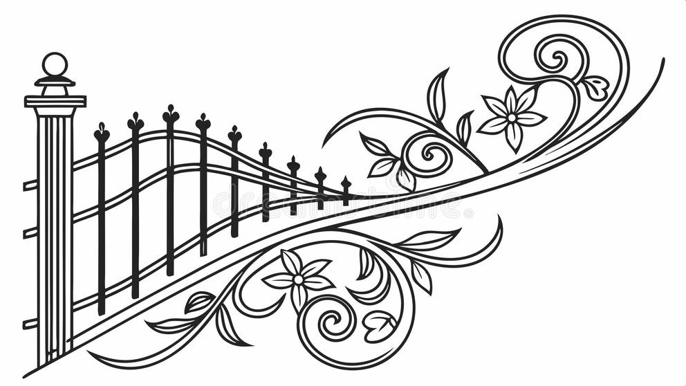 Ornate Decorative Architectural Gate Railing Section Elegant Pattern ...