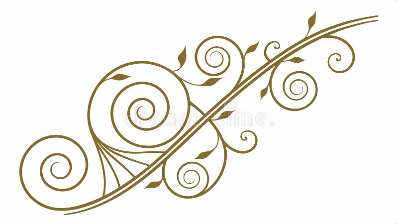 Ornate Decorative Branch with Leaves and Swirling Patterns Design ...