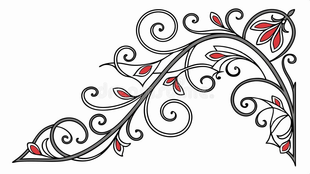 Ornate Decorative Corner Scroll Design Element Vector Design Generative ...