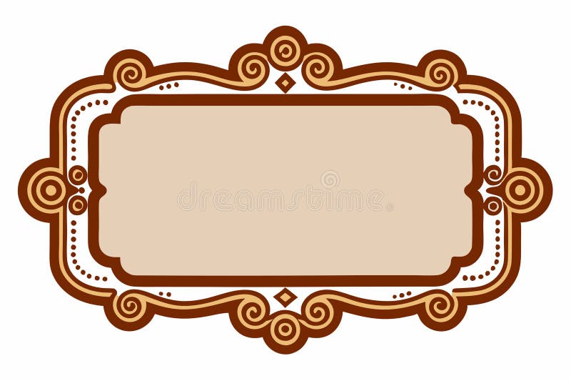 Ornate Decorative Frame in Brown Outline Stock Vector - Illustration of ...