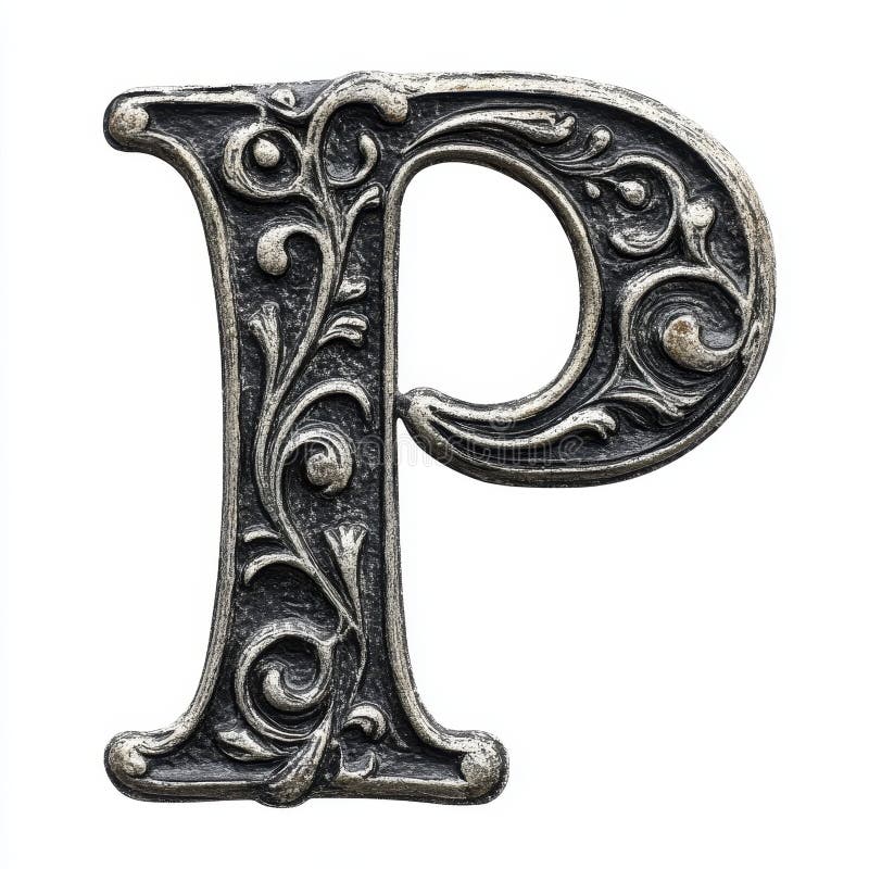 Ornate Decorative Letter "P" with Intricate Floral Designs Stock ...