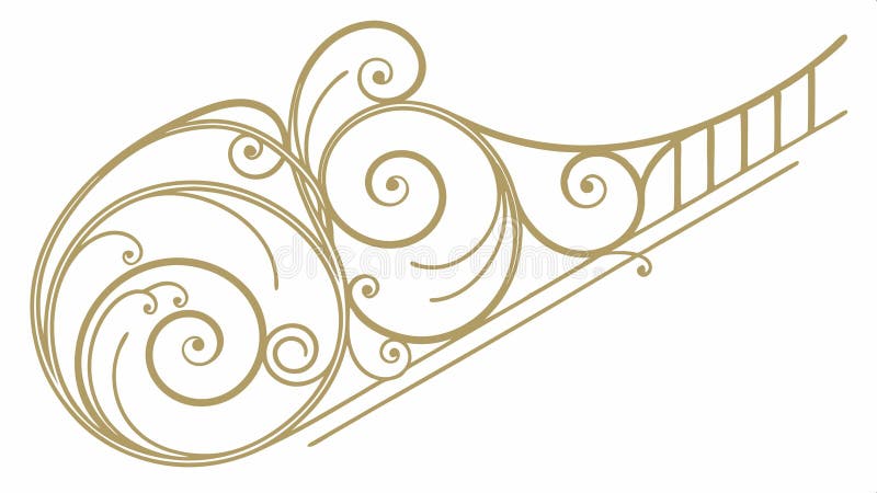 Ornate Decorative Linear Element with Swirls and Elegant Form Design ...