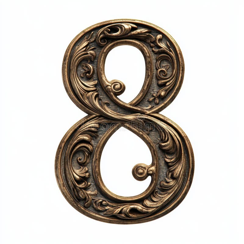 Ornate Decorative Number Eight with Intricate Swirling Patterns and a ...
