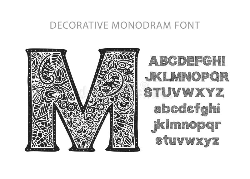 Ornate Decorative Vector Font. Stock Vector - Illustration of font ...