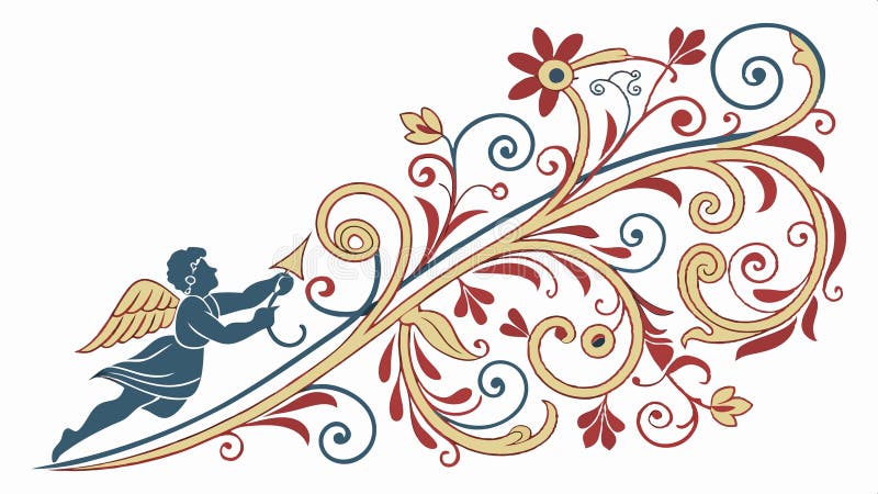 Ornate Design with Angel Figure Vector Design Generative AI Stock ...