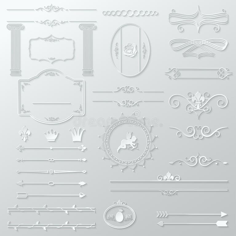 Ornate Design Elements Cut Paper Set Stock Vector - Illustration of ...