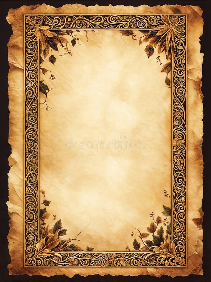 Ornate Pattern on a Sheet of Old Paper. Natural Patterned Frame with ...