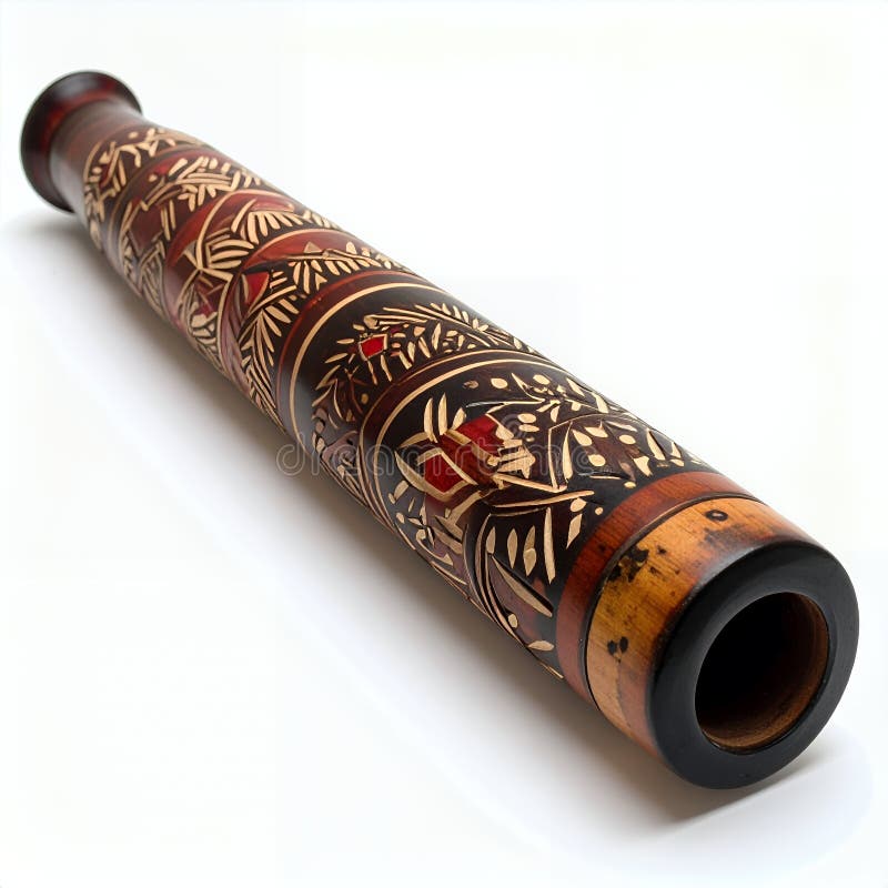 Ornate Didgeridoo Displaying Ethnic Patterns Isolated in Studio Setting ...