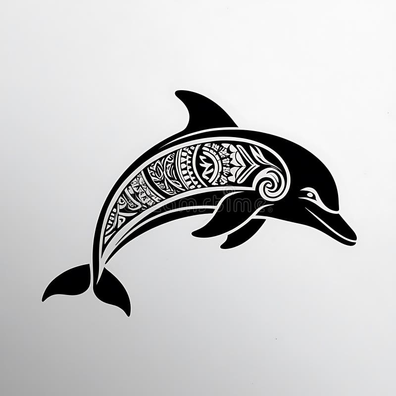 Ornate Dolphin Design Tribal Style Artwork Stock Illustration ...