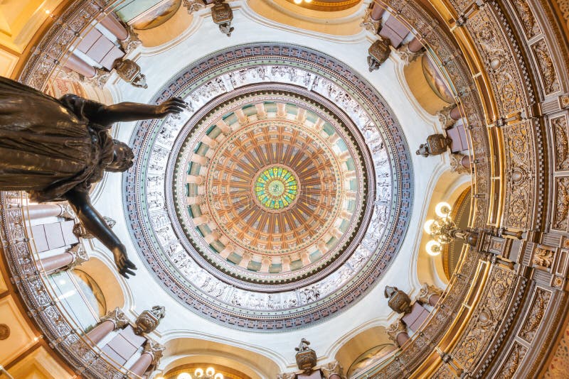 Ornate Dome Inside State Capital Building, Springfield, Illinois Stock ...
