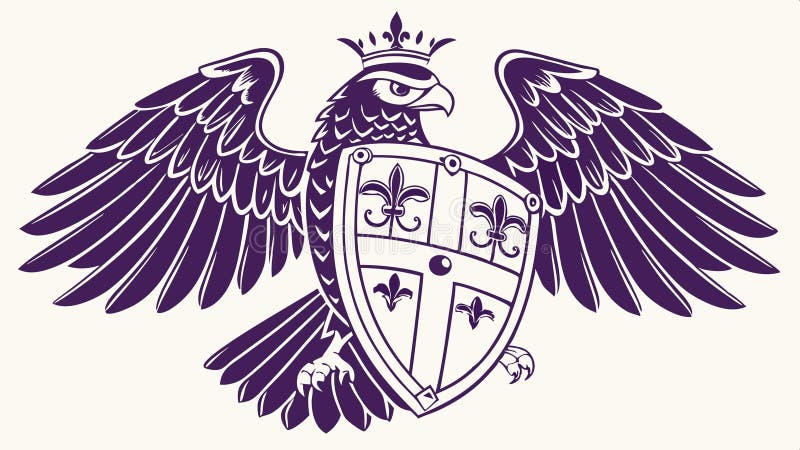 Ornate Eagle Crest Illustration Heraldic Symbol Strength Power Vector ...