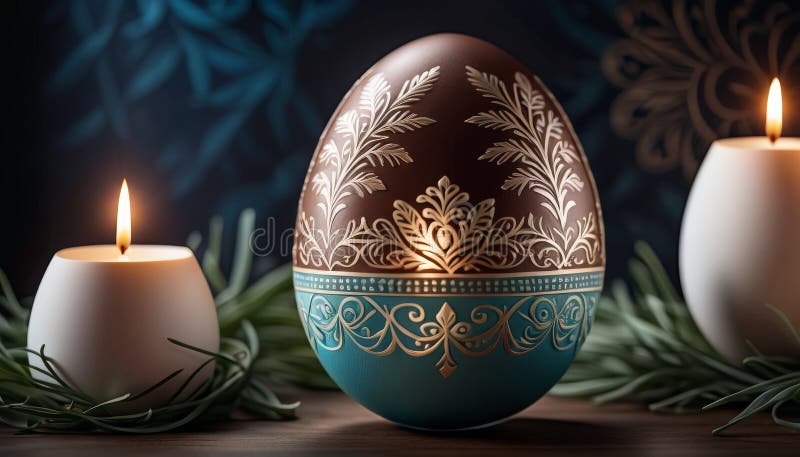 Ornate Easter Egg with Candlelight Stock Illustration - Illustration of ...