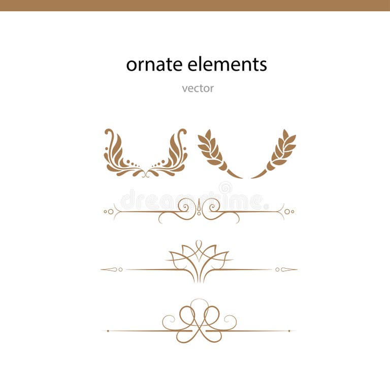 Ornate Elements Vector Line Stock Illustration - Illustration of ...
