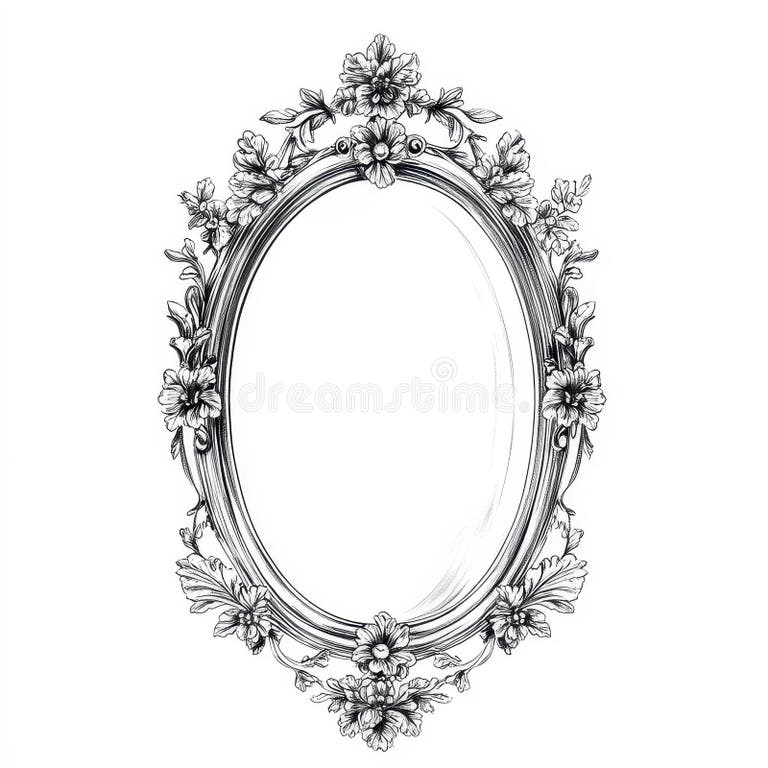 An Ornate, Empty Oval Frame with Floral Decorations, Designed for ...