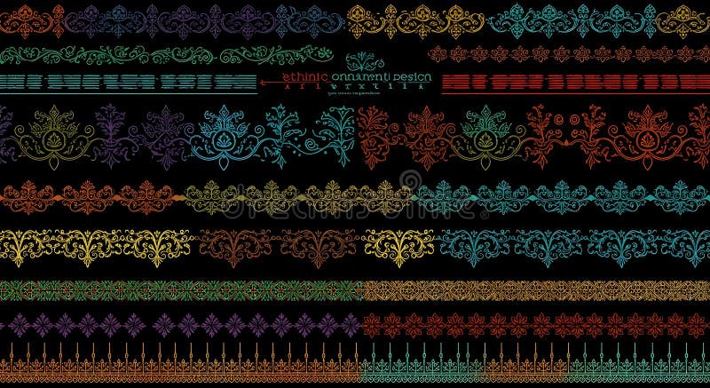 Ornate Ethnic Patterns Displayed in Horizontal Strips, Featuring ...