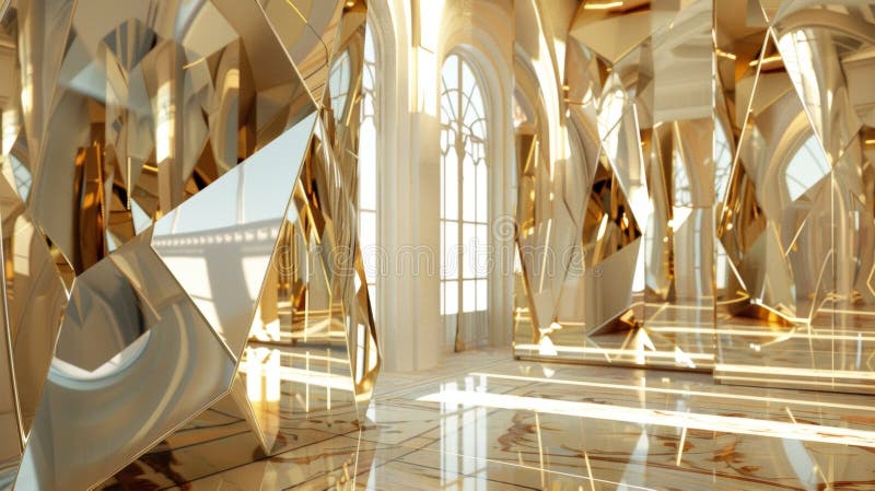 Ornate Faceted Mirrors Reflecting a Distorted View of the Roo Stock ...