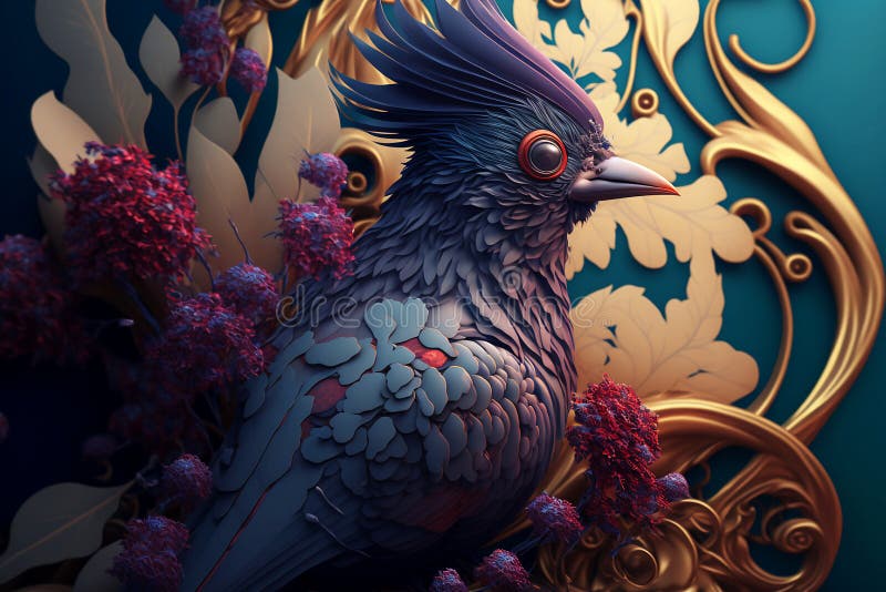 Red Fantasy Bird Beautiful Feathers Stock Illustrations – 177 Red ...