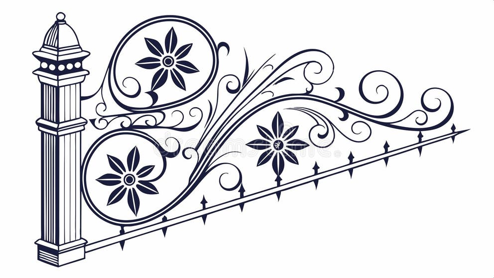 Ornate Fence Design, Decorative Ironwork, Architectural Vector Element ...