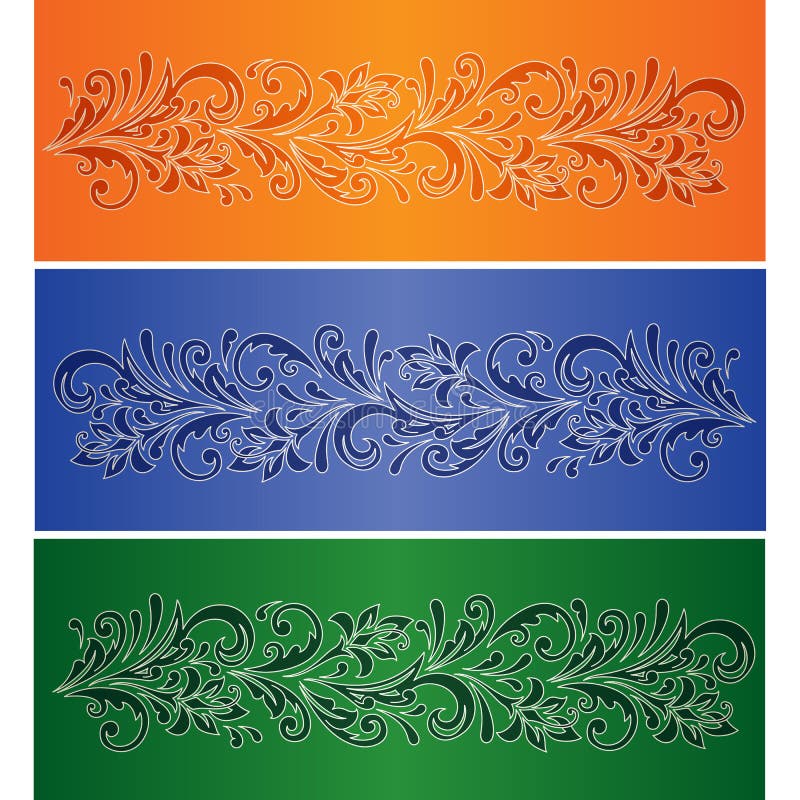 Ornate Floral Decorative Elements Borders in Russian Hohloma Sty Stock ...