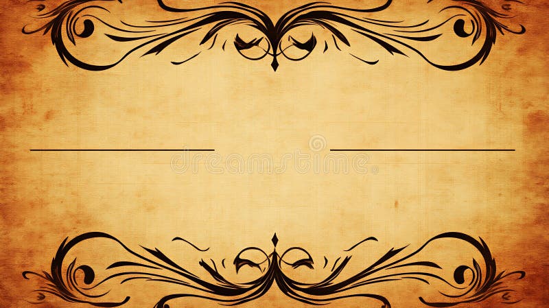 Ornate Floral Design on Aged Parchment Background Stock Illustration ...