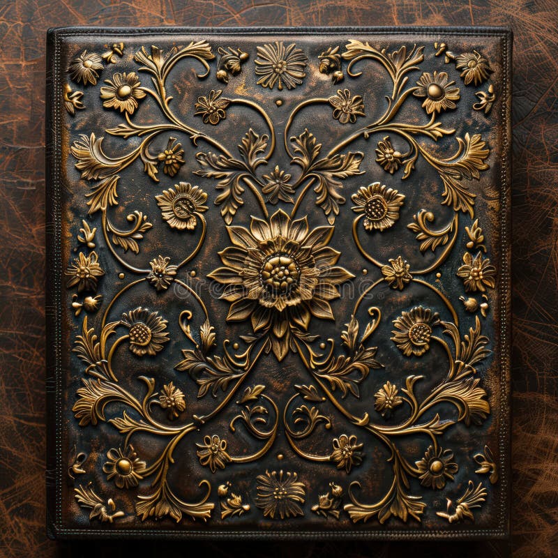 Ornate Floral Design in Bronze Relief with Intricate Patterns Stock ...