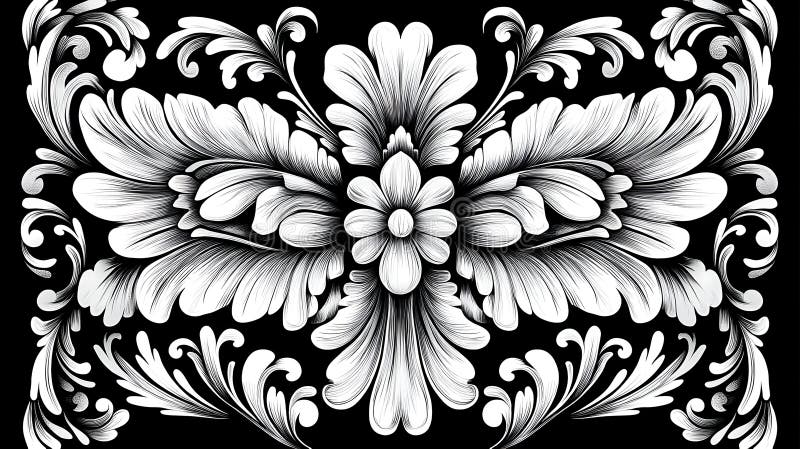 Ornate Floral Design in a Symmetrical Pattern Stock Illustration ...