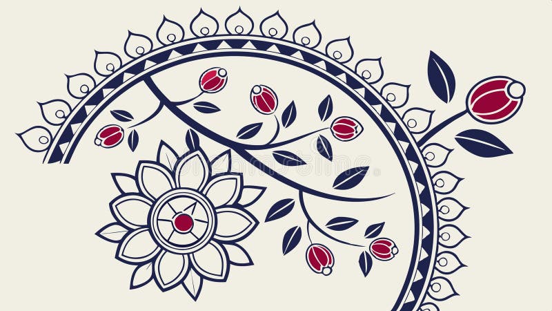 Ornate Floral Half Mandala Pattern Element Illustration Vector Design ...