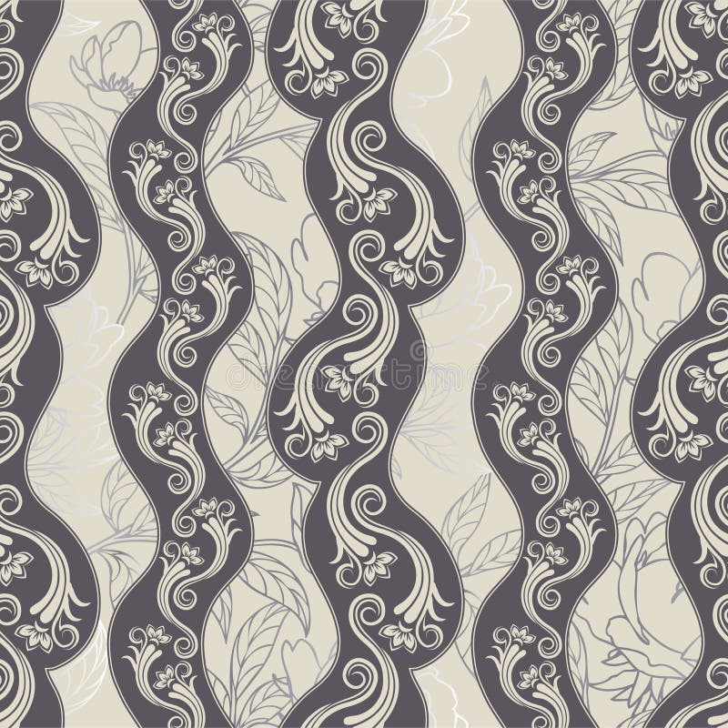 Ornate Floral Pattern. Vector Seamless Border in Victorian Style ...