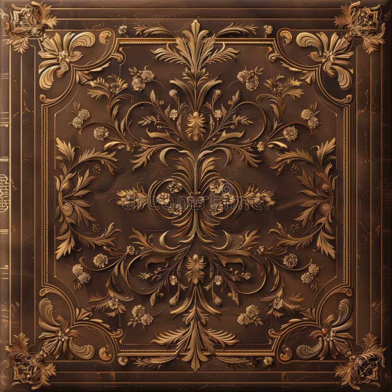 Ornate Floral Relief Design Vintage Bronze Texture Elements Stock ...