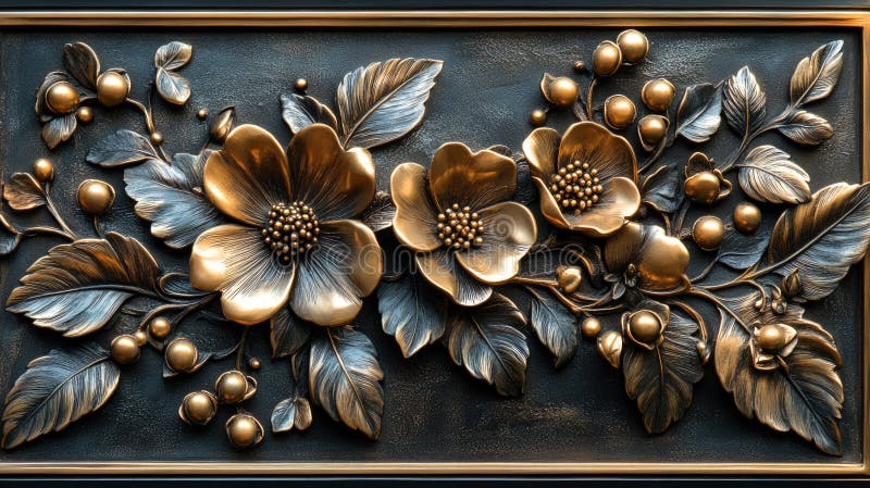 Ornate floral relief panel stock illustration. Illustration of panel ...
